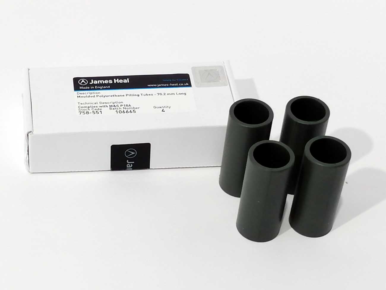 Moulded Polyurethane Pilling Tubes (70.2mm long) - Store | James Heal